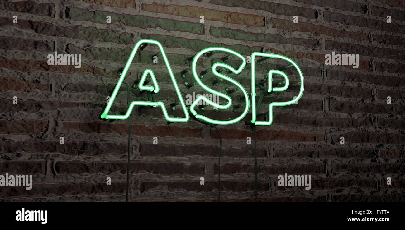 ASP -Realistic Neon Sign on Brick Wall background - 3D rendered royalty ...