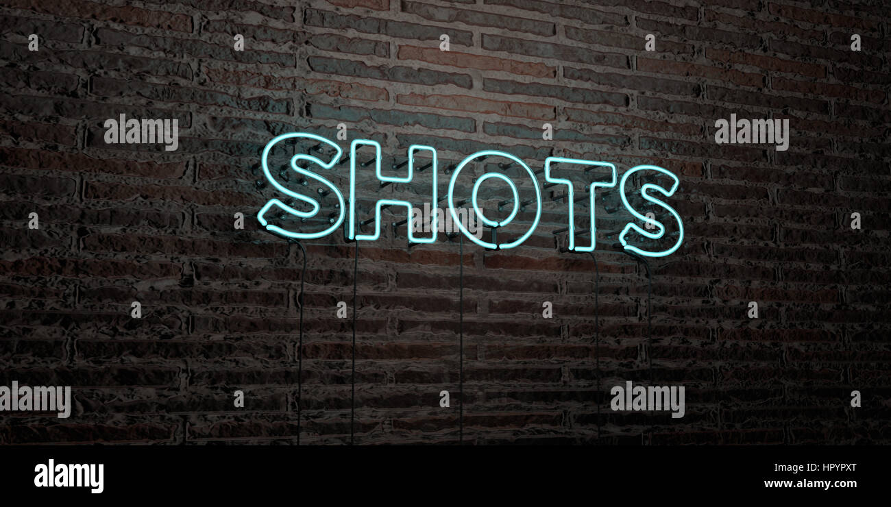 SHOTS -Realistic Neon Sign on Brick Wall background - 3D rendered ...