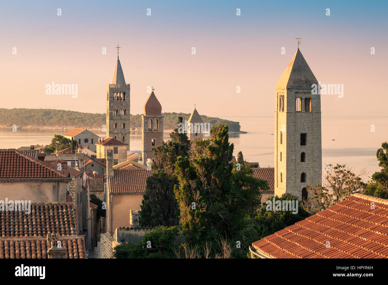 View of the town of Rab, Croatian tourist resort famous for its four ...