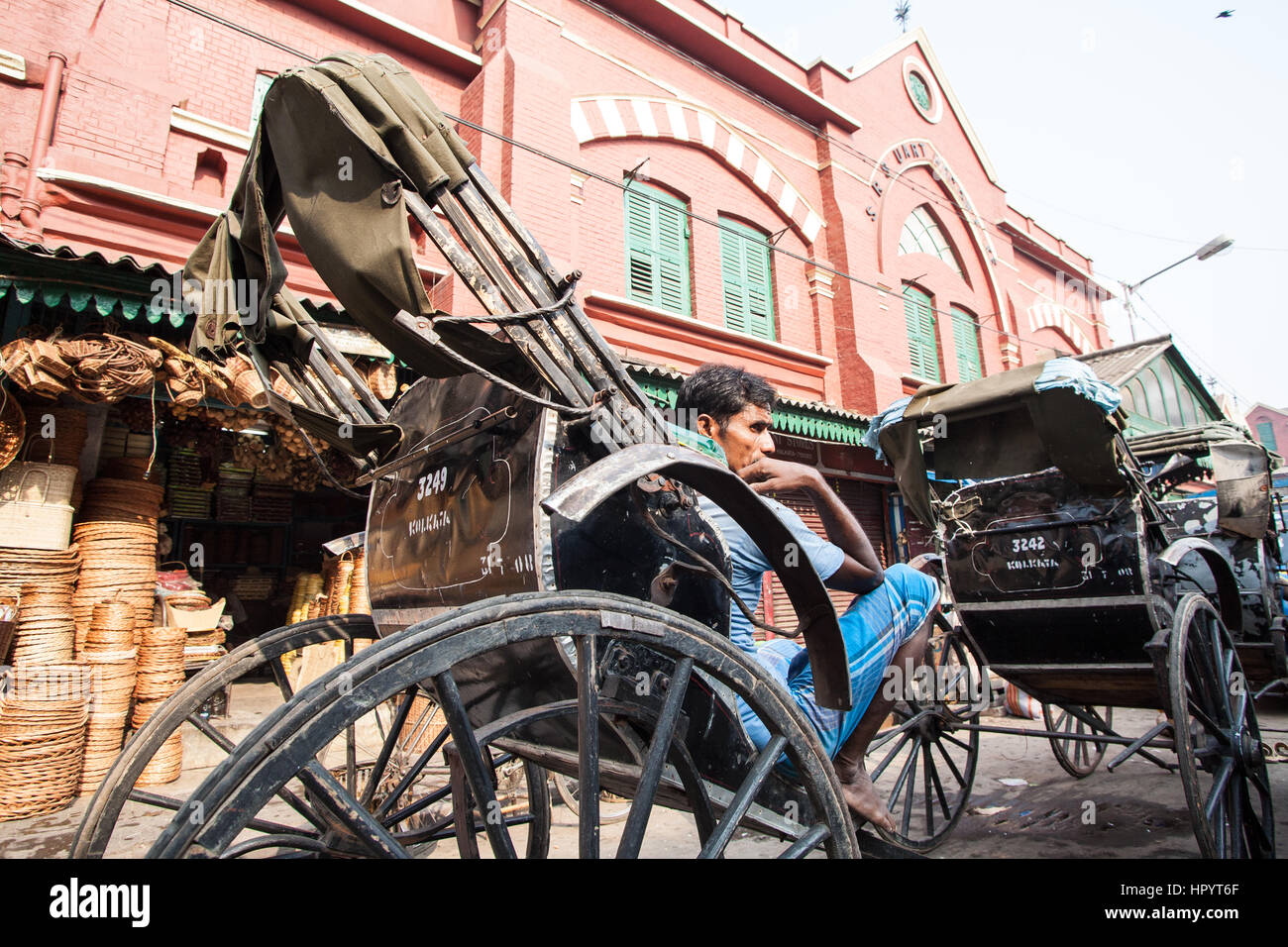 Human,pulled,rickshaw,near New Market,Calcutta,Kolkata,capital,of ...