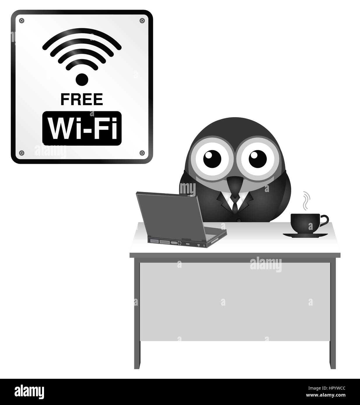 comical representation of free WiFi at an internet cafe isolated on ...