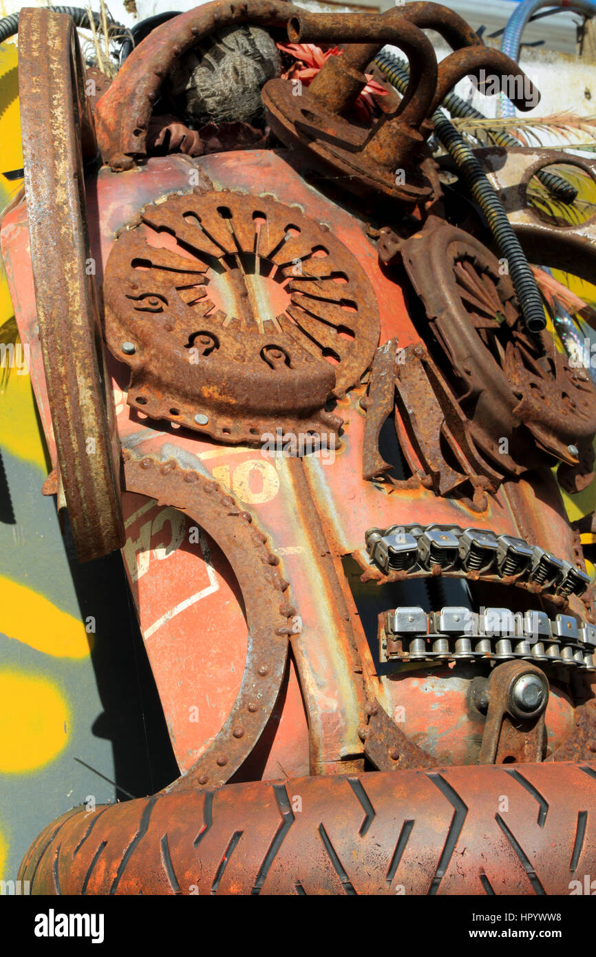 Detail of abstract metal figure in the Nomadic Community Gardens in ...