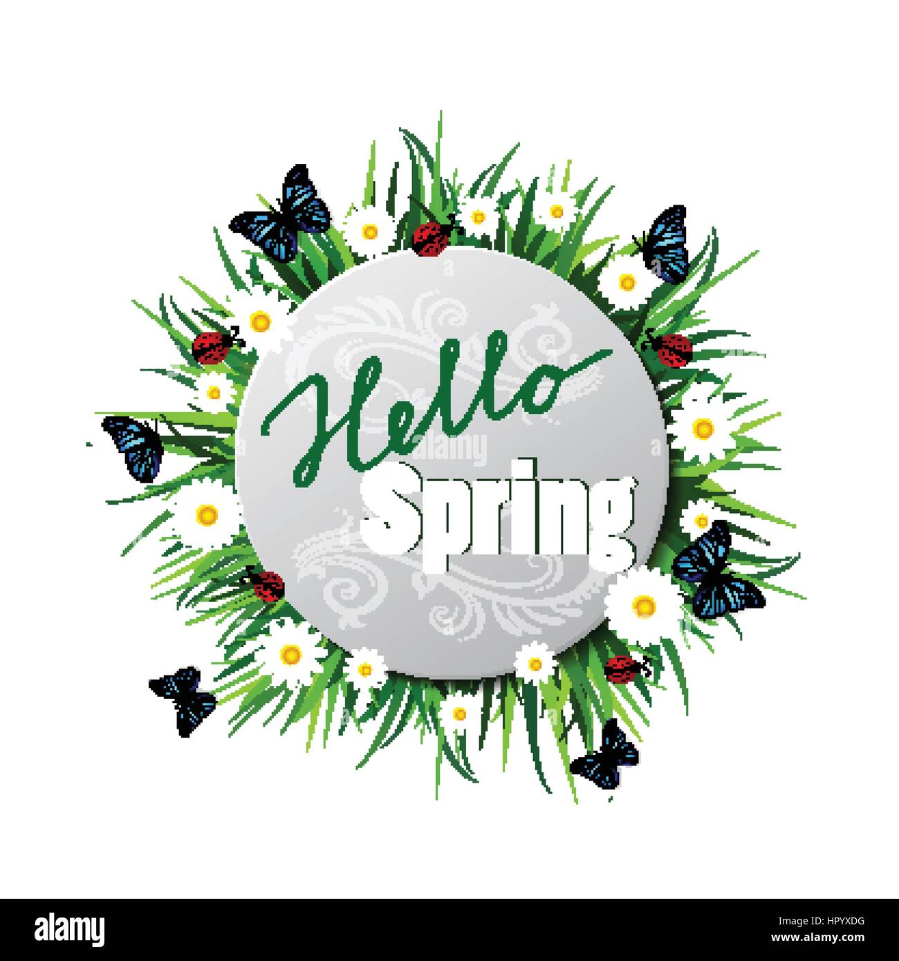 Paper text hello spring Cut Out Stock Images & Pictures - Alamy