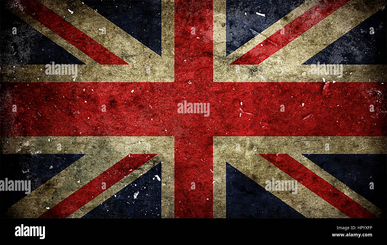 Great britain flag on old background retro effect, close up Stock Photo ...