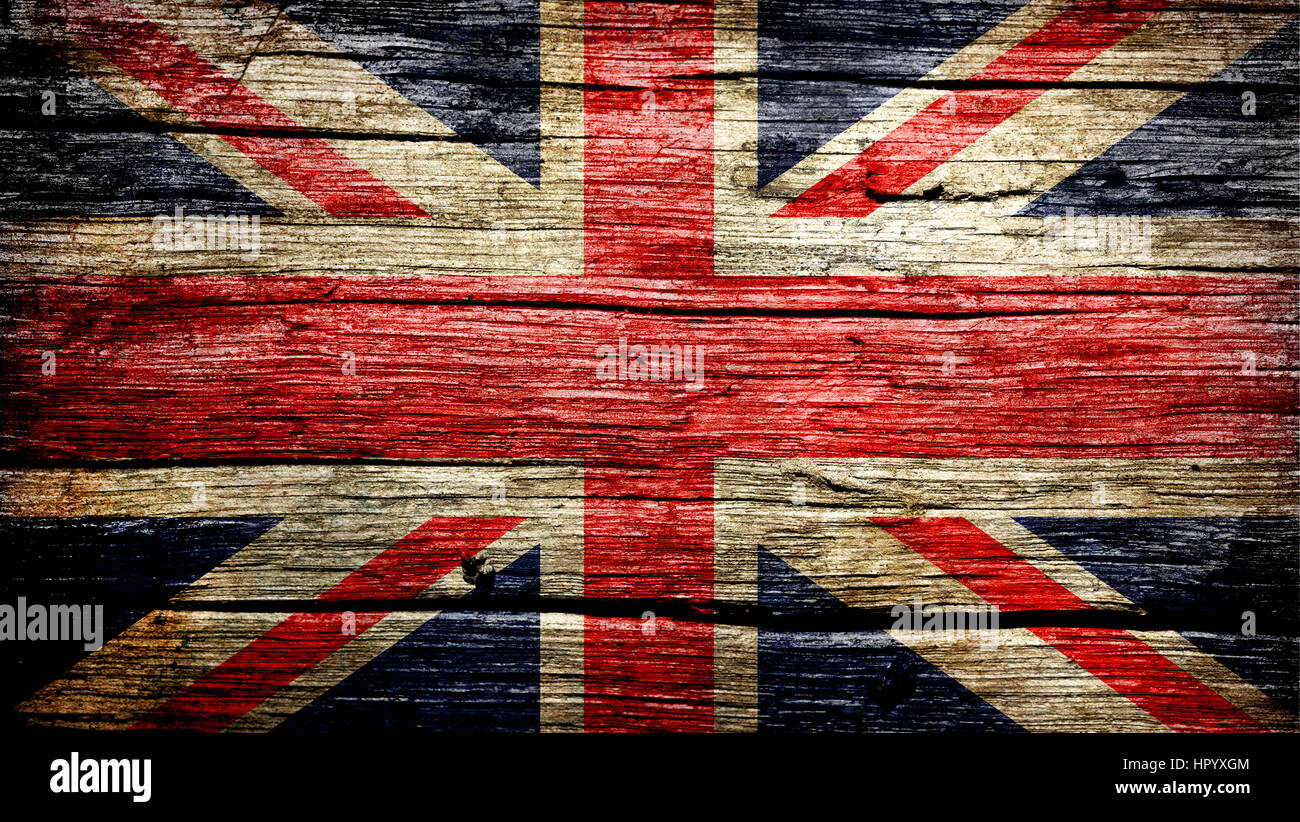 Great britain flag on old background retro effect, close up Stock Photo ...