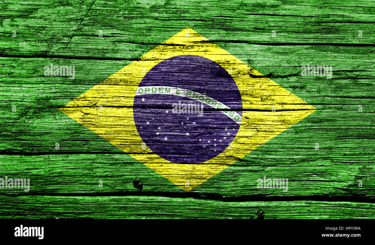 Brazilian flag in the old retro background effect, Close up Stock Photo ...