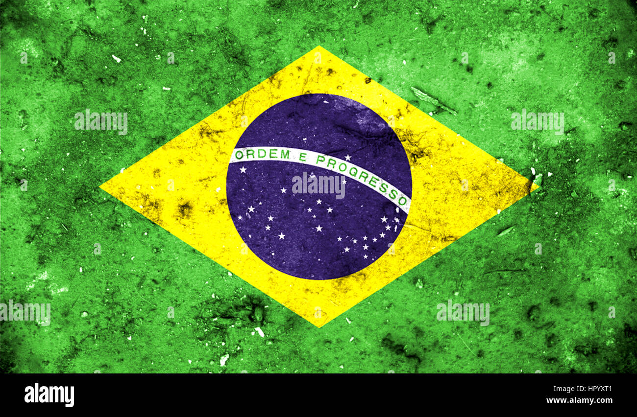 Brazilian flag in the old retro background effect, Close up Stock Photo ...