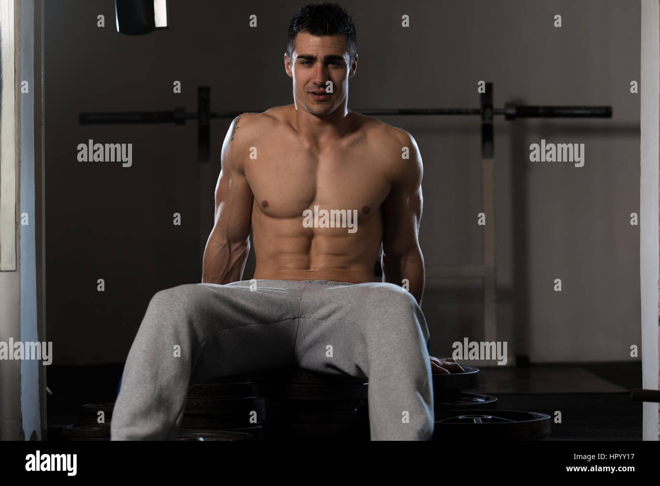 Muscular Man Resting After Exercises - Portrait Of A Physically Fit ...