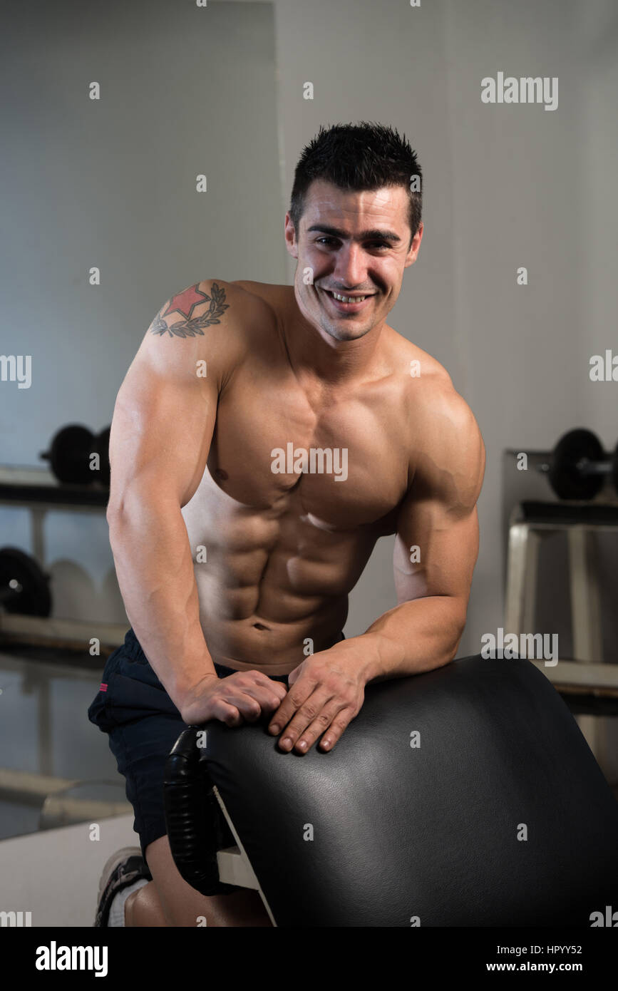 Muscular Man Resting After Exercises - Portrait Of A Physically Fit ...