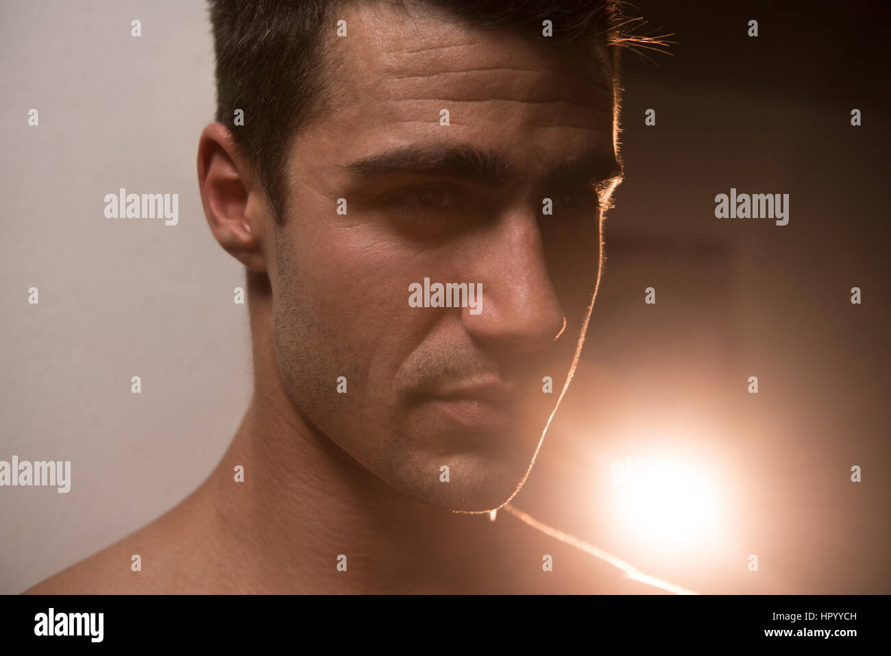 Handsome Man Face Close Up Portrait in the Gym Stock Photo - Alamy
