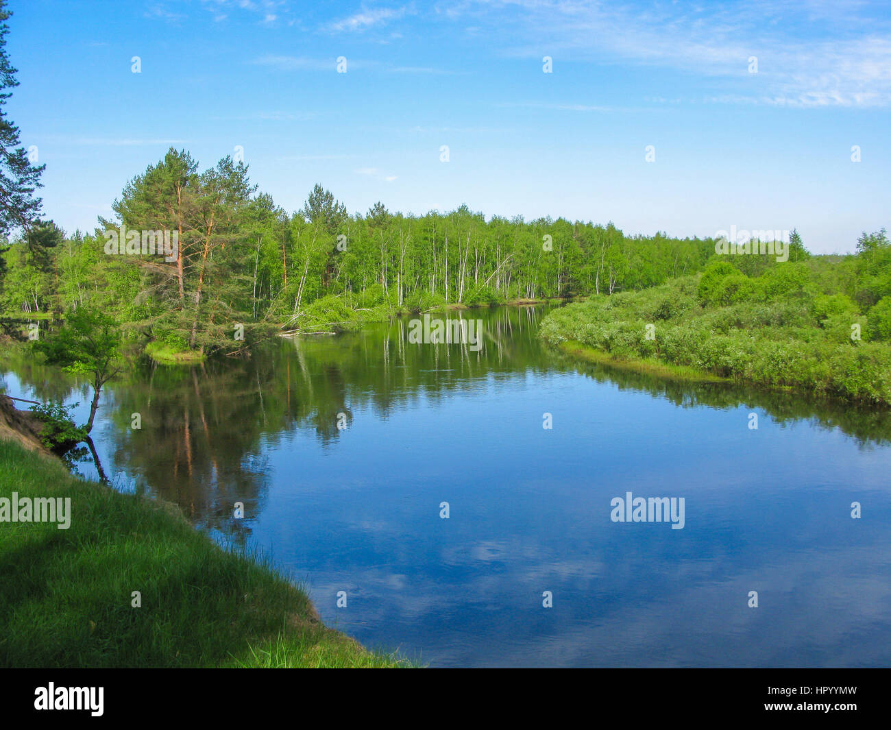Stunning Magic river landscape in the spring sunny day Stock Photo - Alamy