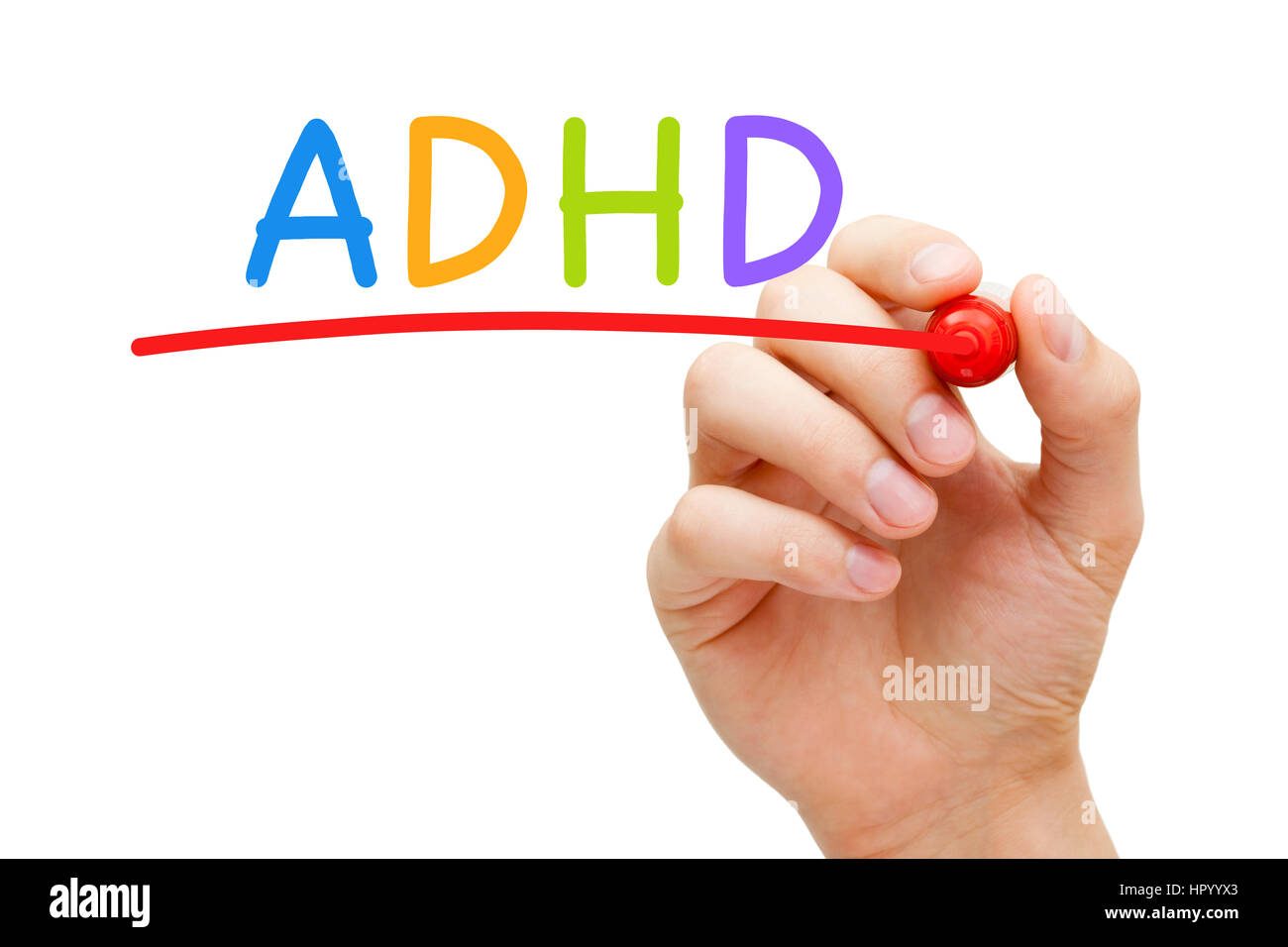 Hand writing adhd attention deficit Cut Out Stock Images & Pictures - Alamy
