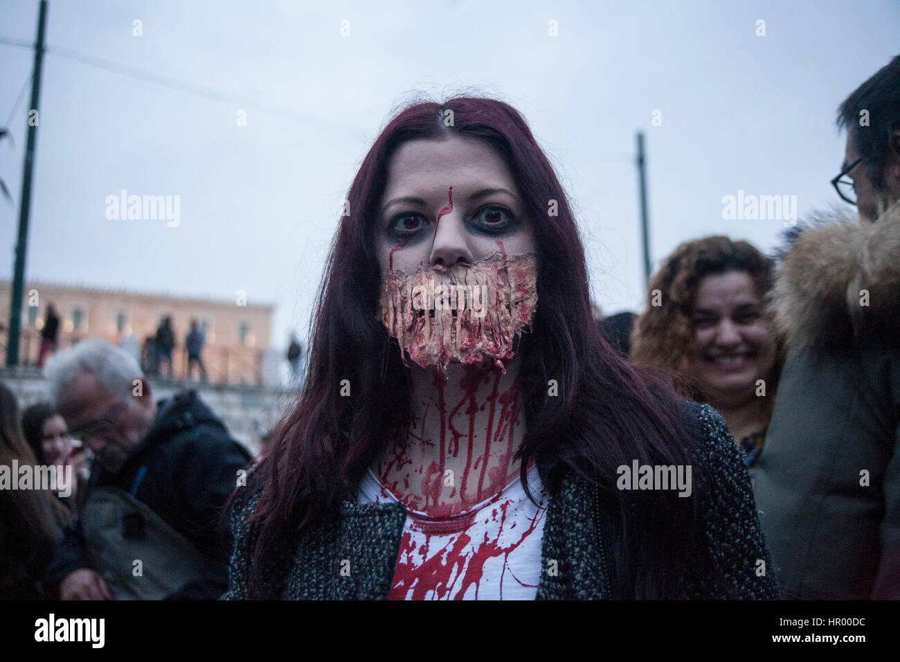 Athens, Greece. 25th Feb, 2017. Hundreds of people take part in the ...