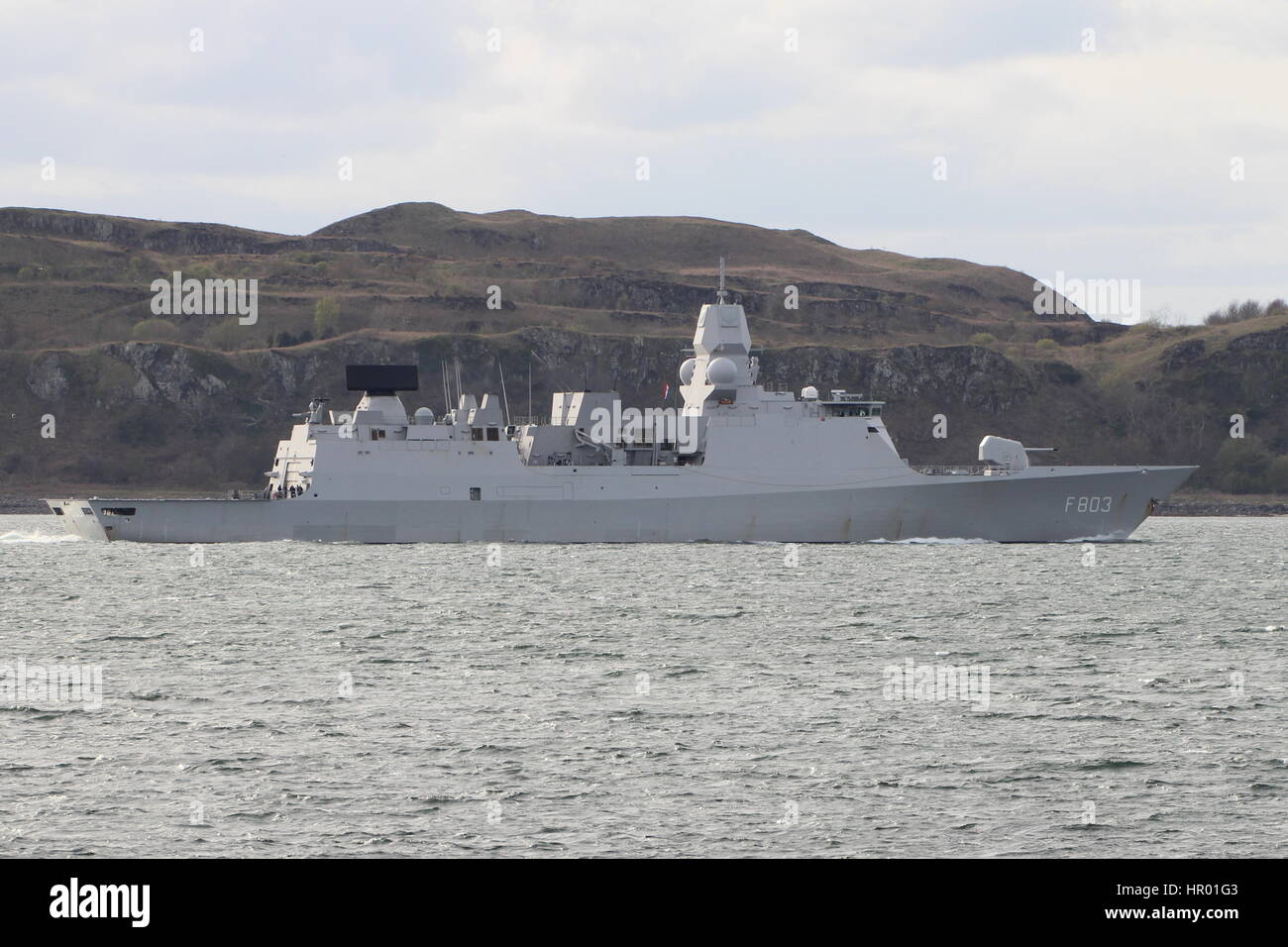 HNLMS Tromp (F803), a De Zeven Provincien-class frigate of the Royal Netherlands Navy, during ...