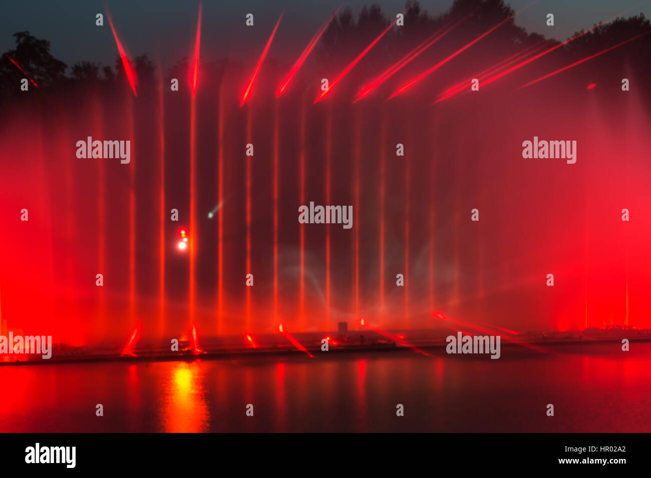 Evening shows magic fountain Roshen in the Ukrainian city of Vinnitsa ...