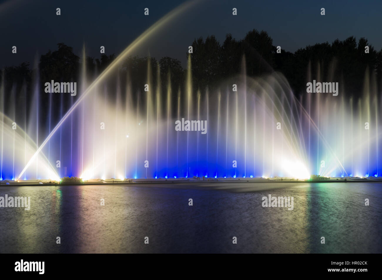 Evening shows magic fountain Roshen in the Ukrainian city of Vinnitsa ...