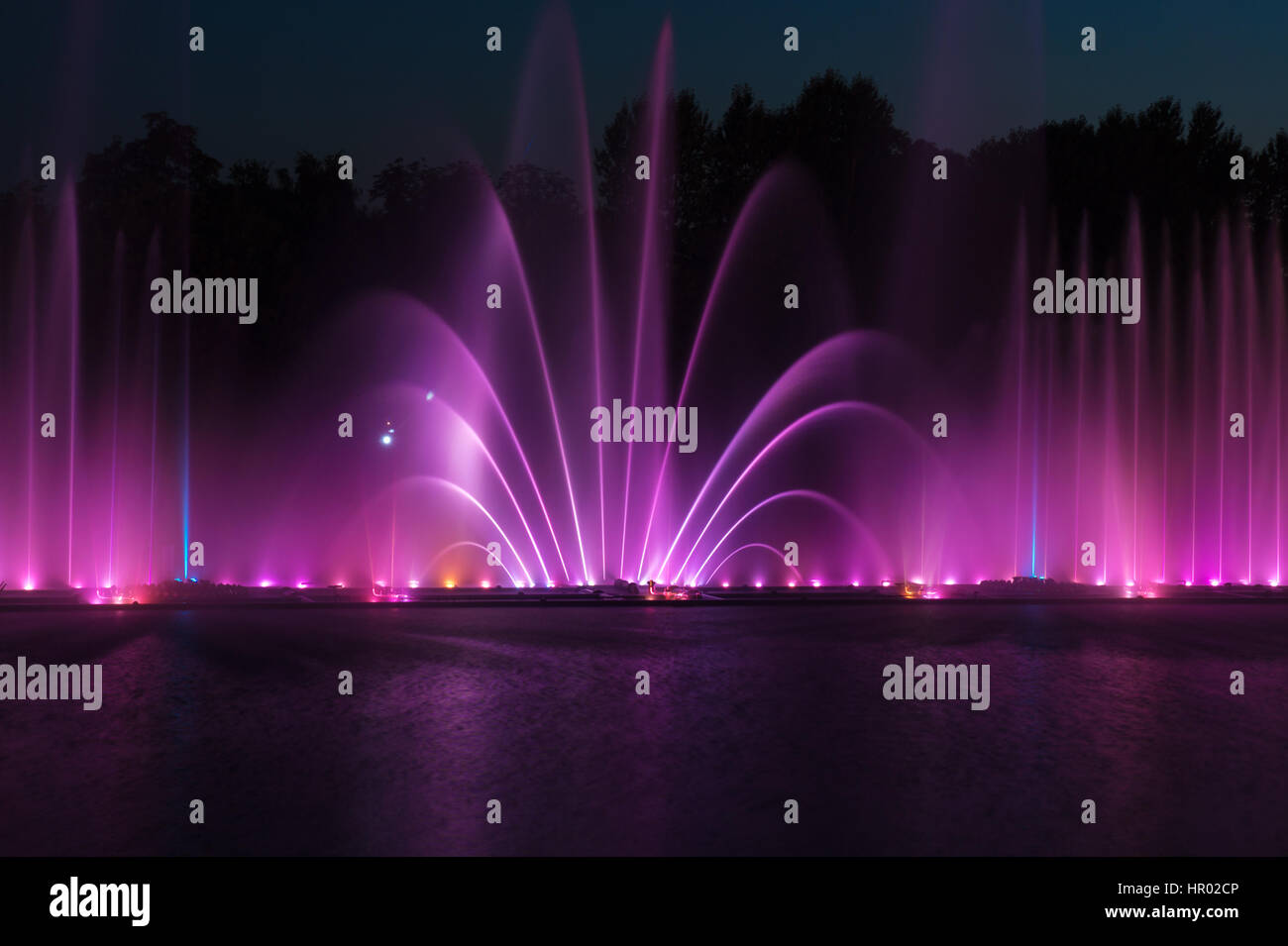 Evening shows magic fountain Roshen in the Ukrainian city of Vinnitsa ...