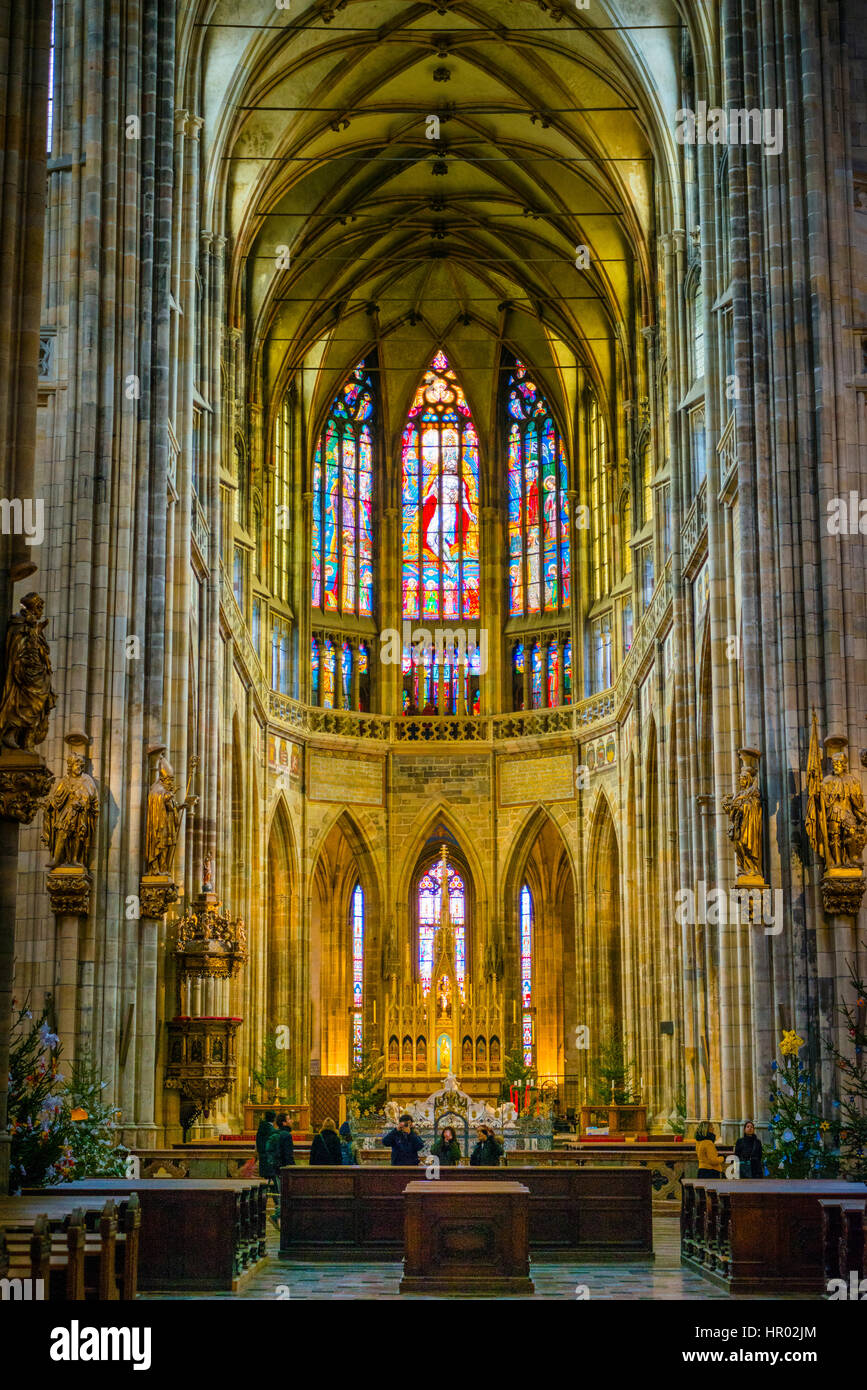 Chancel, apse, Gothic St. Vitus Cathedral, St. Vitus Cathedral, Indoors ...