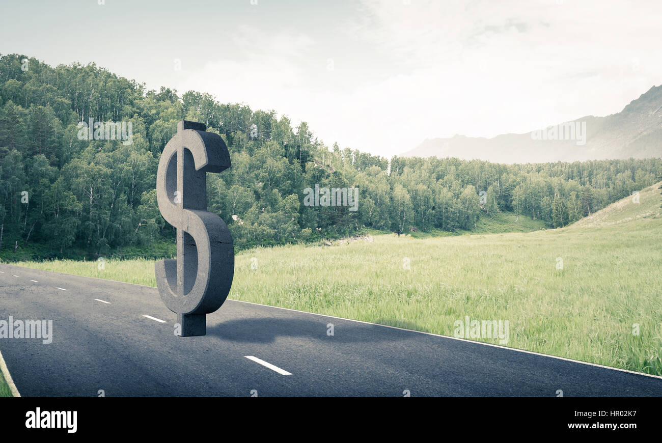 Stone dollar symbol on natural landscape as currency sign Stock Photo ...