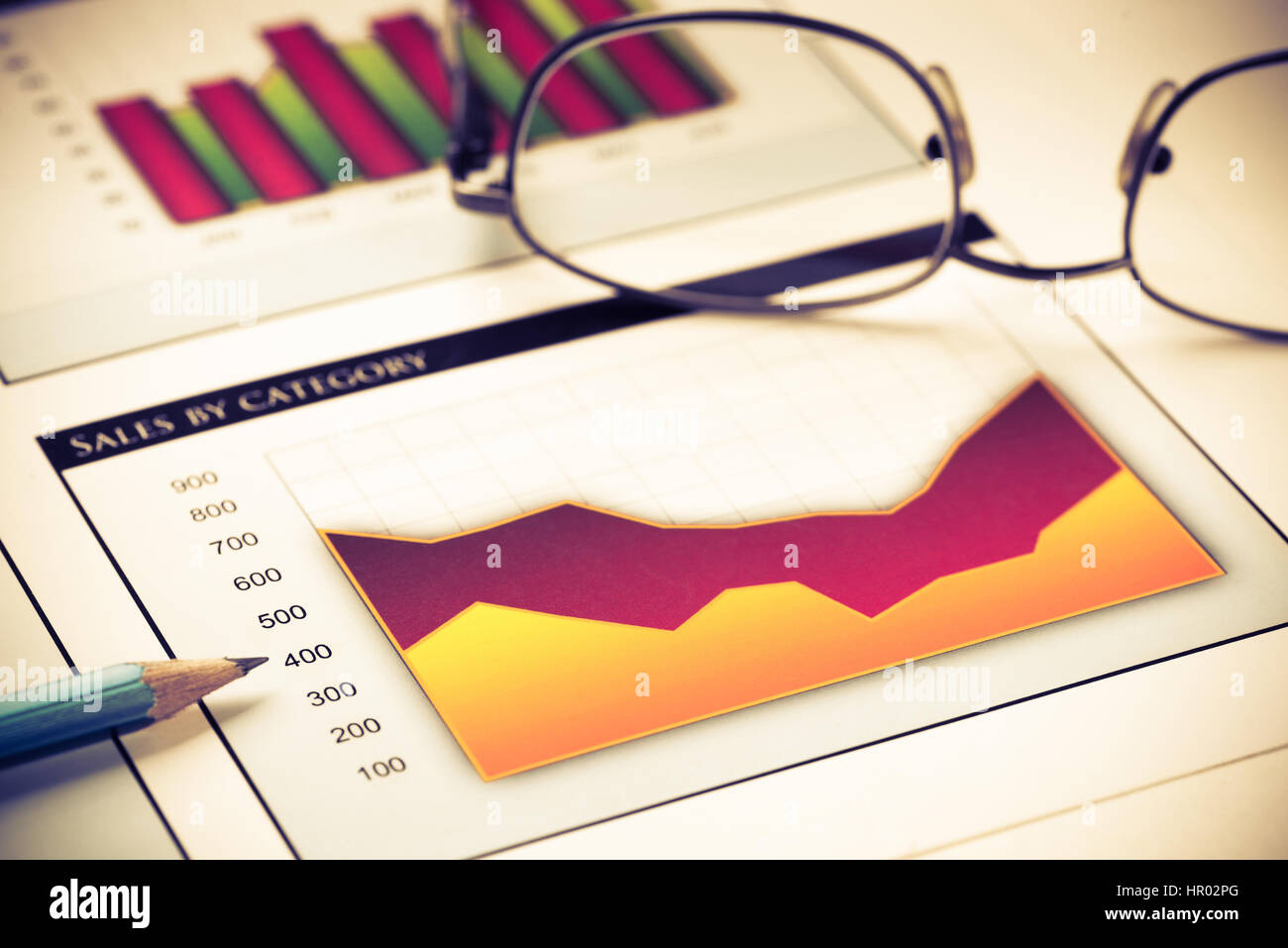 Charts and graphs of sales as symbol of successful corporate business ...