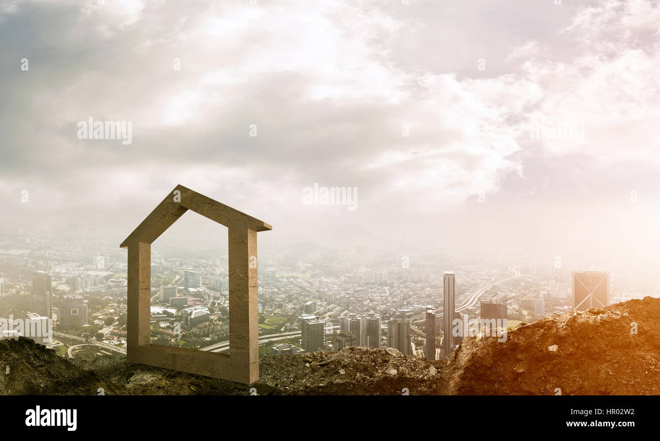 House stone figure as symbol of construction and real estate outdoors ...