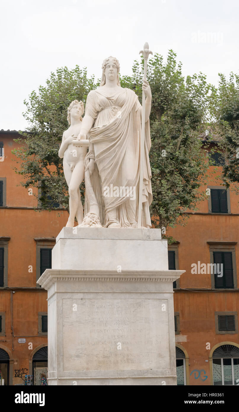 Statue of Maria Louisa of Spain, Duchess of Lucca in Lucca, Italy Stock ...