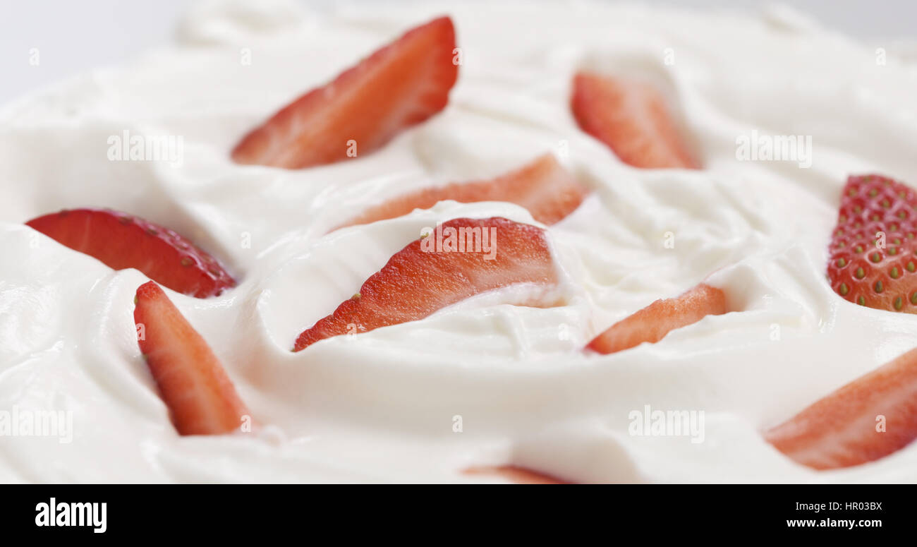 fresh sliced straberries in cream background, 4k photo Stock Photo - Alamy
