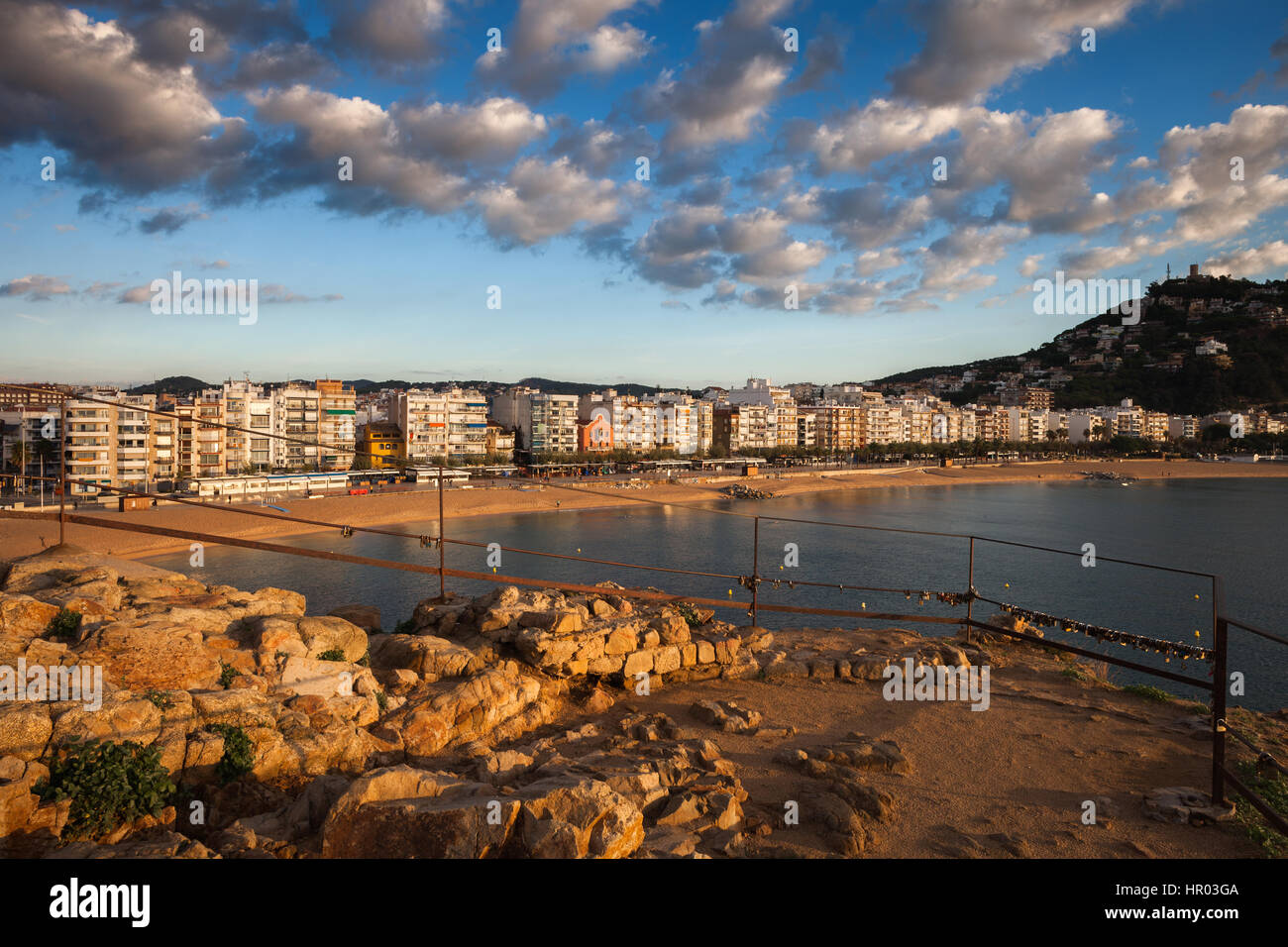 Sunrise from Sa Palomera Rock overlook terrace in Blanes, resort town ...