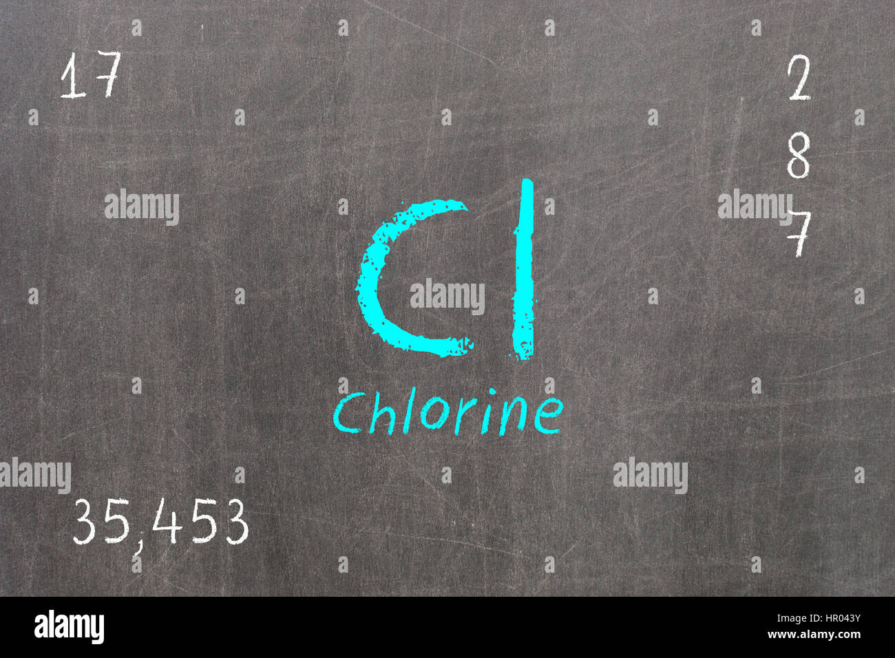 Isolated blackboard with periodic table, Chlorine, Chemistry Stock ...
