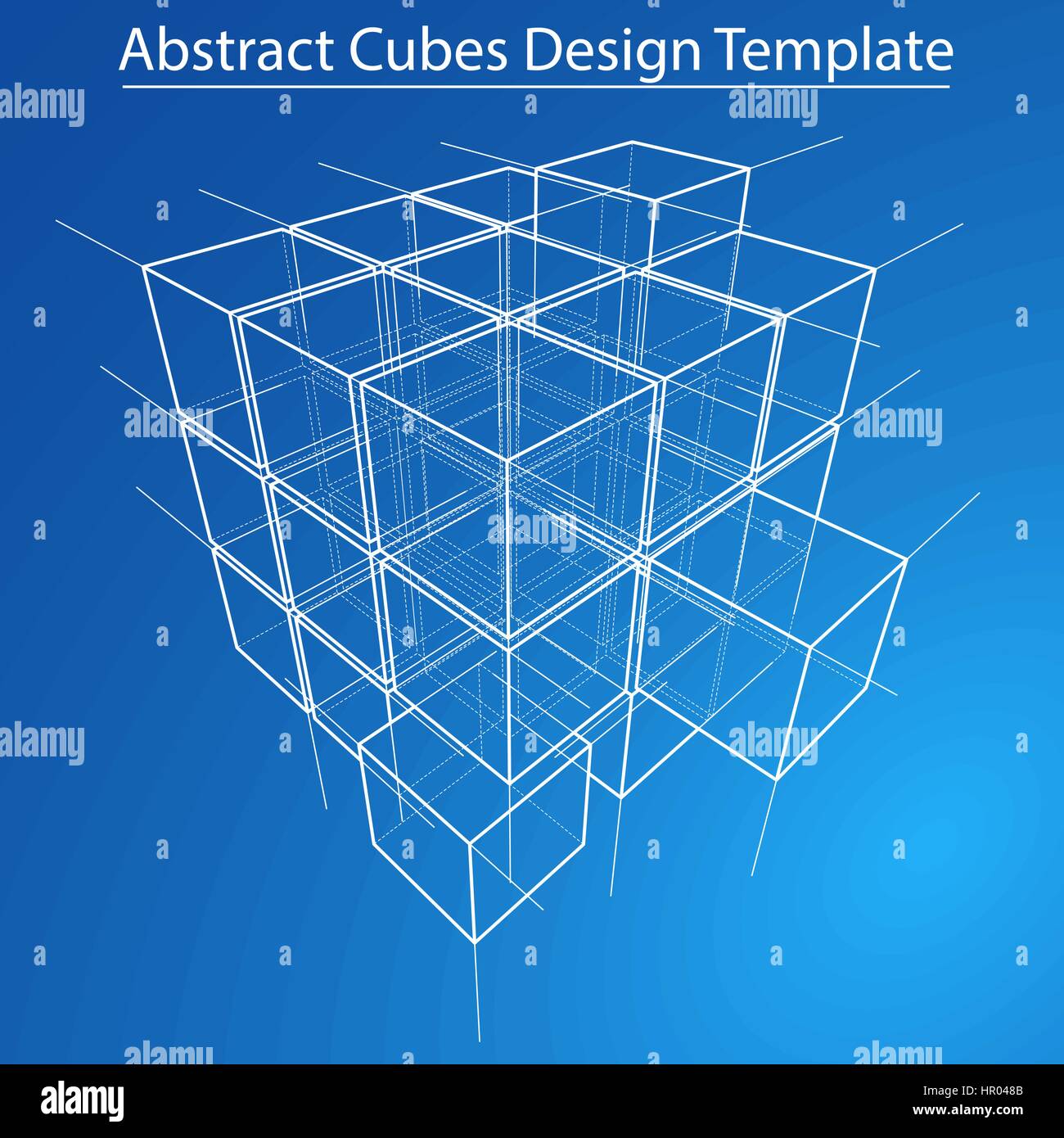 Wireframe Boxes. Sketch style. 3D Rendering Vector Illustration EPS10 ...