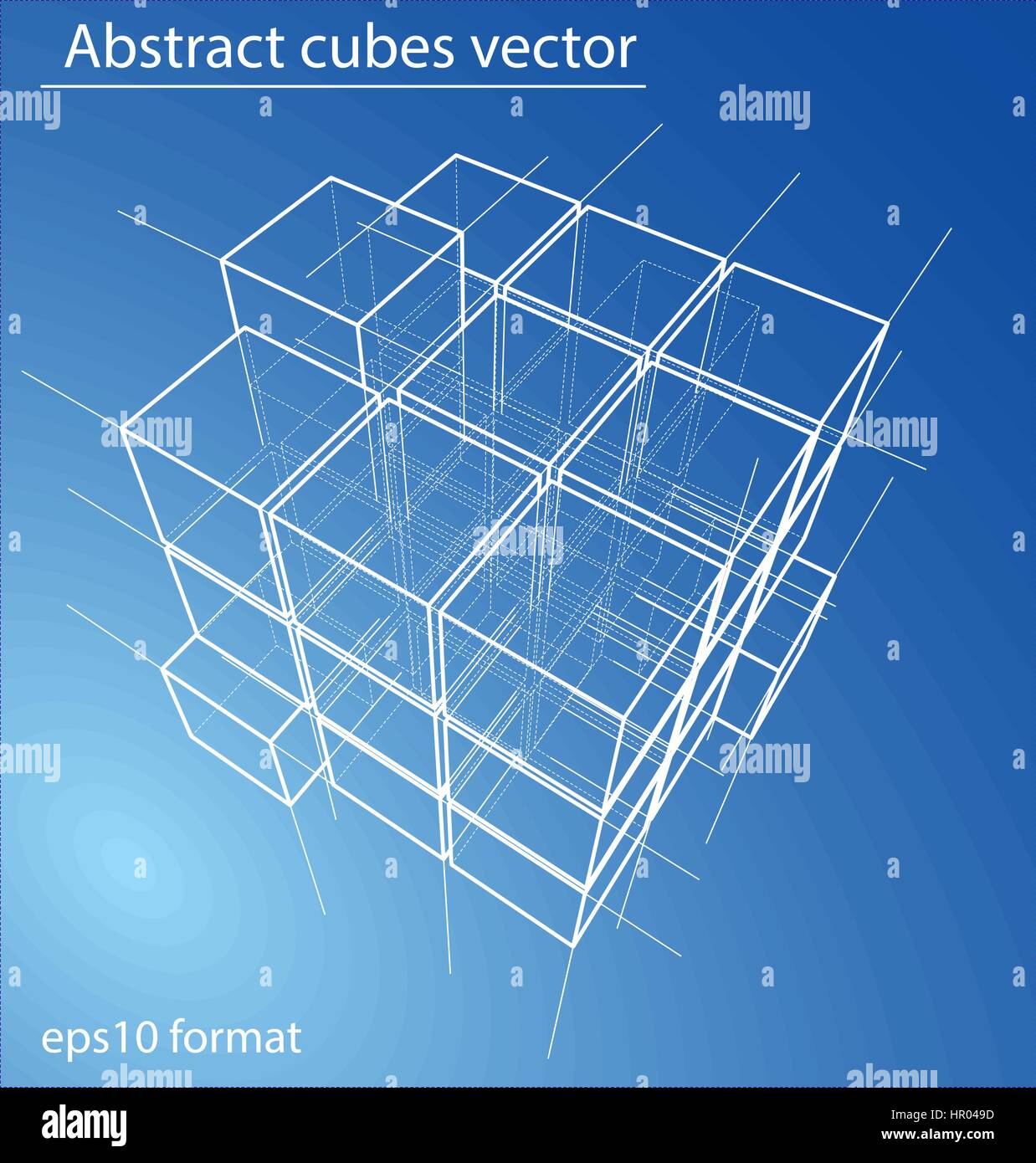 Wireframe Boxes. Sketch style. 3D Rendering Vector Illustration EPS10 ...