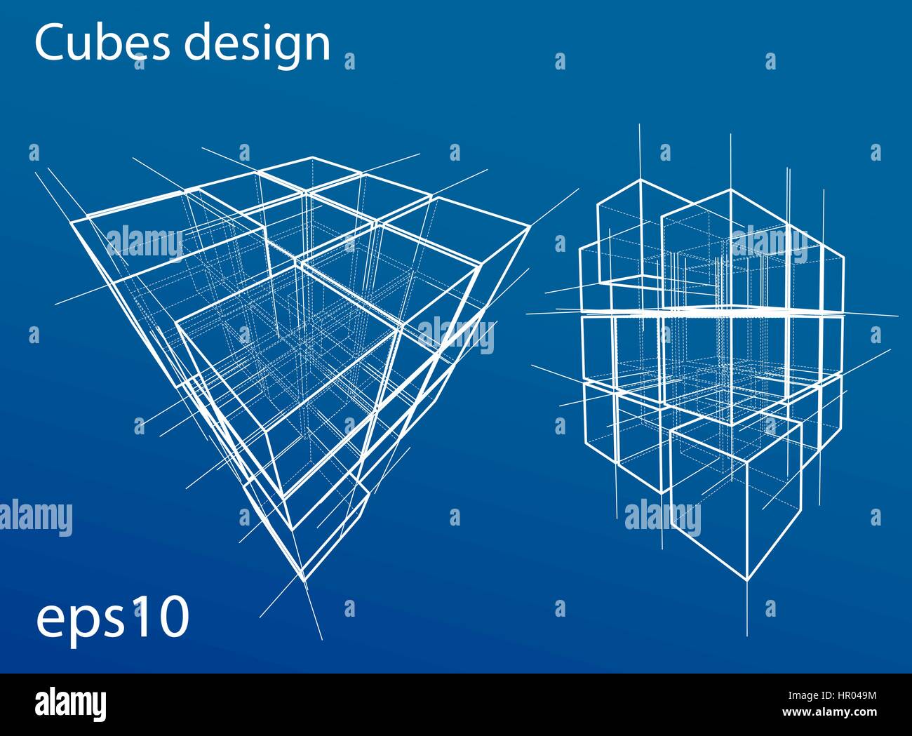 Wireframe Boxes. Sketch style. 3D Rendering Vector Illustration EPS10 ...