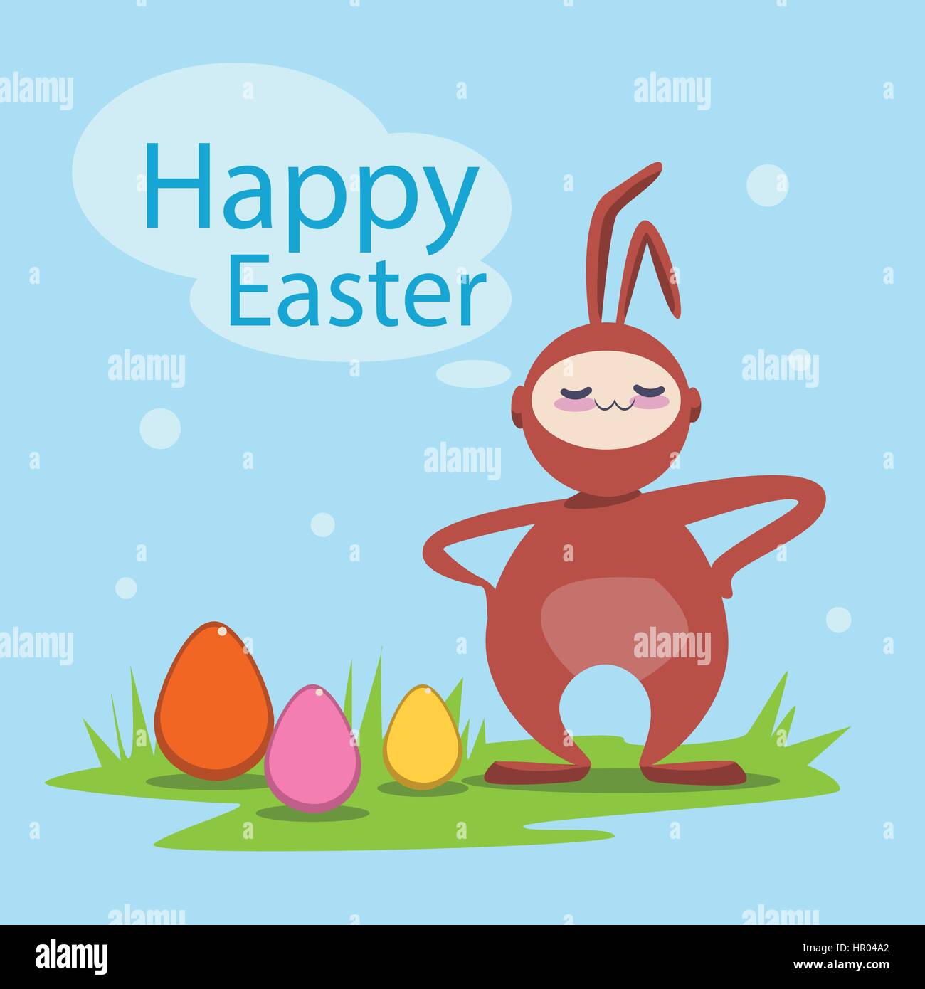 Easter Decorated Rabbit Colorful Egg Holiday Symbols Greeting Card ...