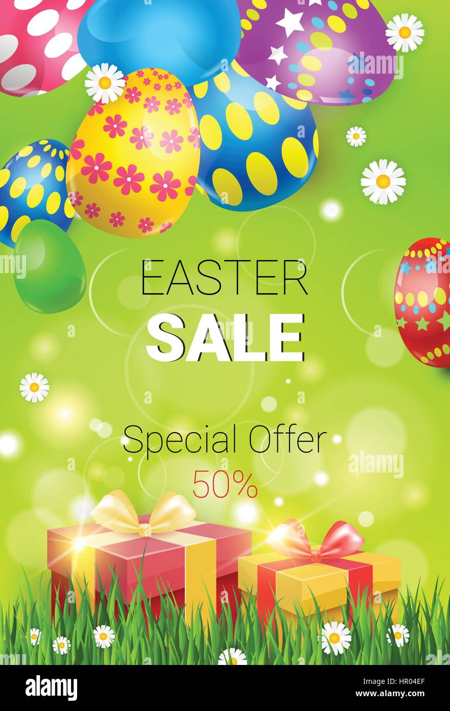 Easter Sale Shopping Special Offer Decorated Colorful Egg Holiday ...