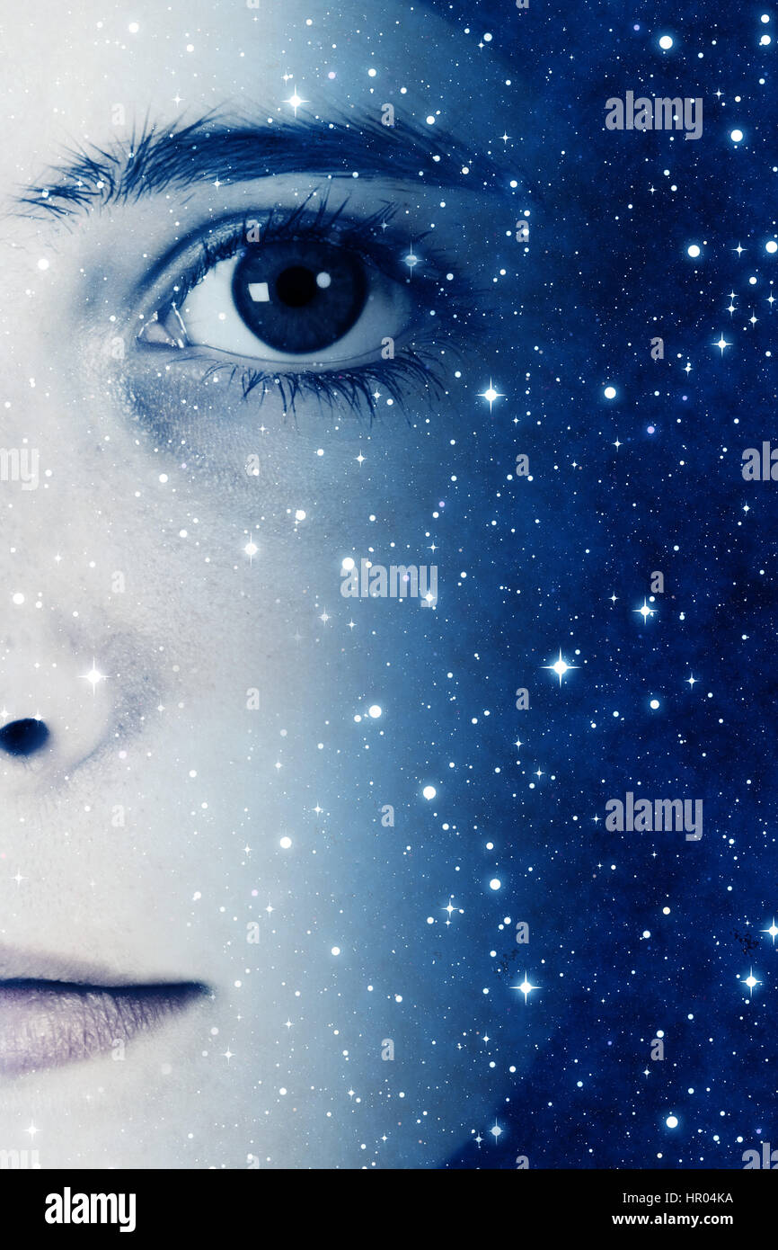 girl face and stars, future generations concept Stock Photo - Alamy