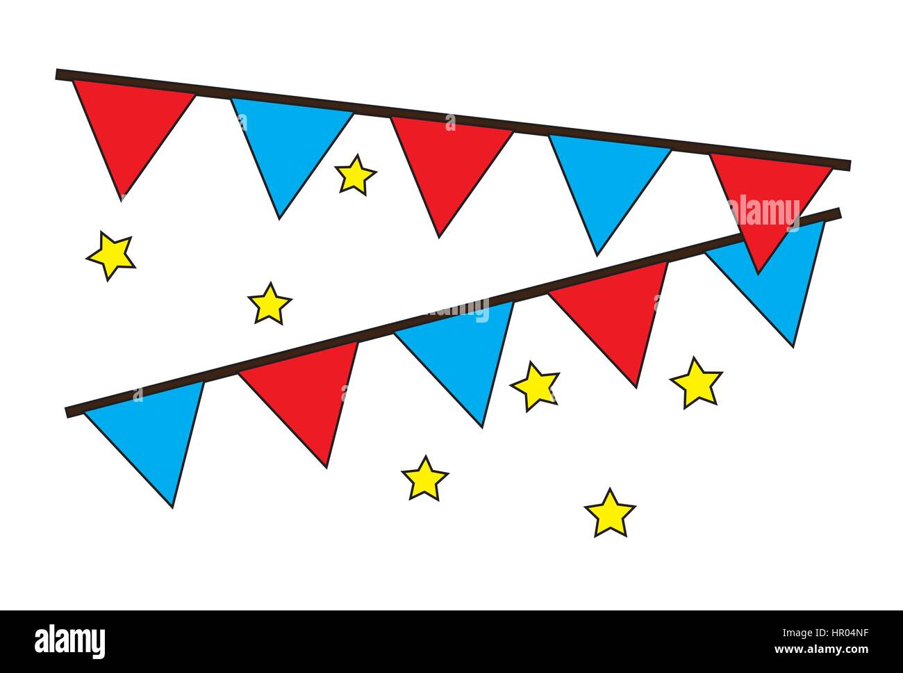 Decorative party flags hanging with stars icons vector isolated in ...
