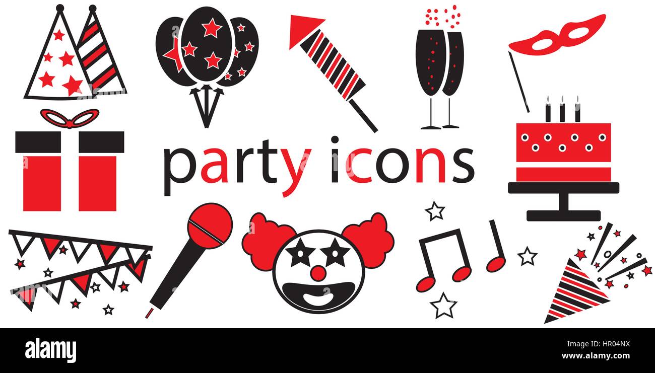 Party icons vector isolated in white background Stock Vector Image ...