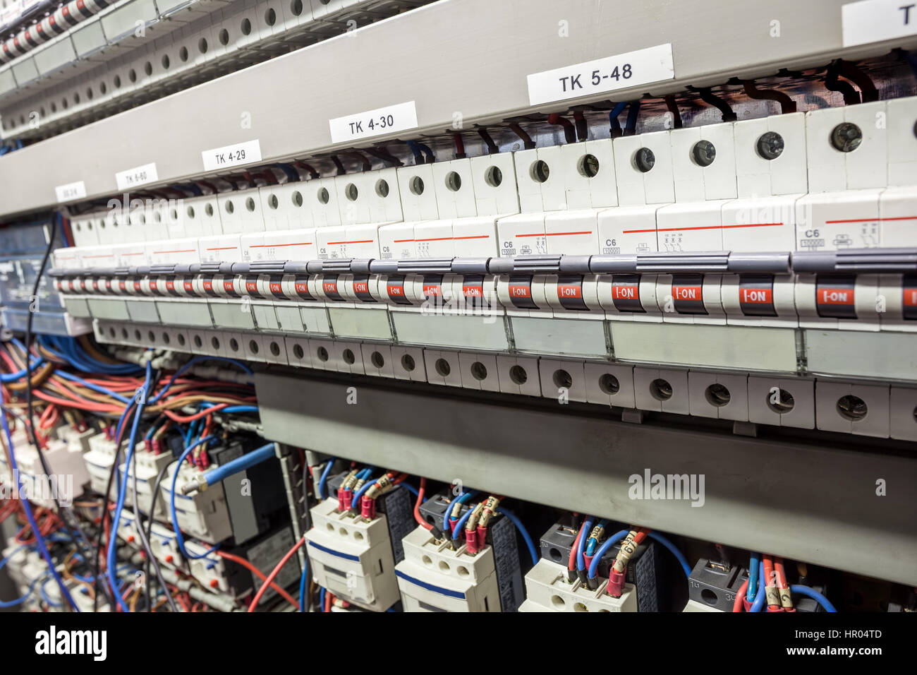 electrical cabinet with fuseboard equipment in an building Stock Photo ...