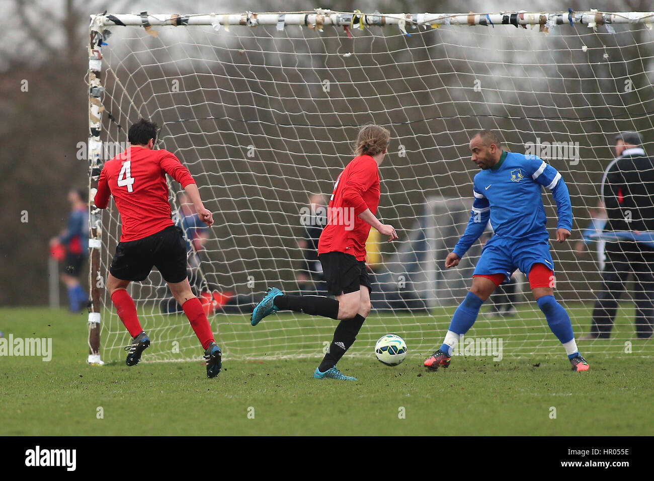 Wenlock score their first goal during Wenlock Arms (red) vs Gladstone ...
