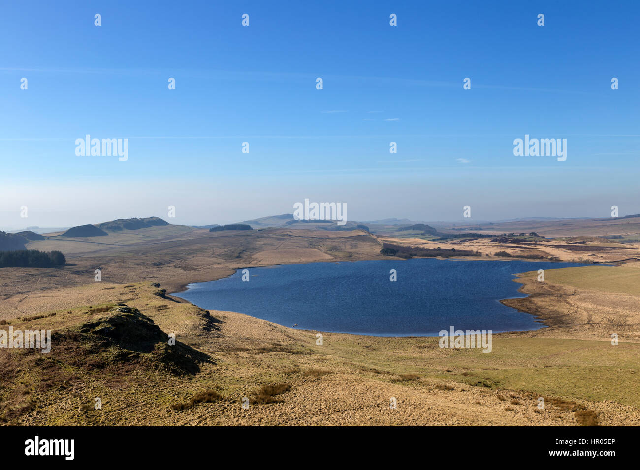 Hadrian's Wall: the view to the west from Sewingshields Crags, looking ...