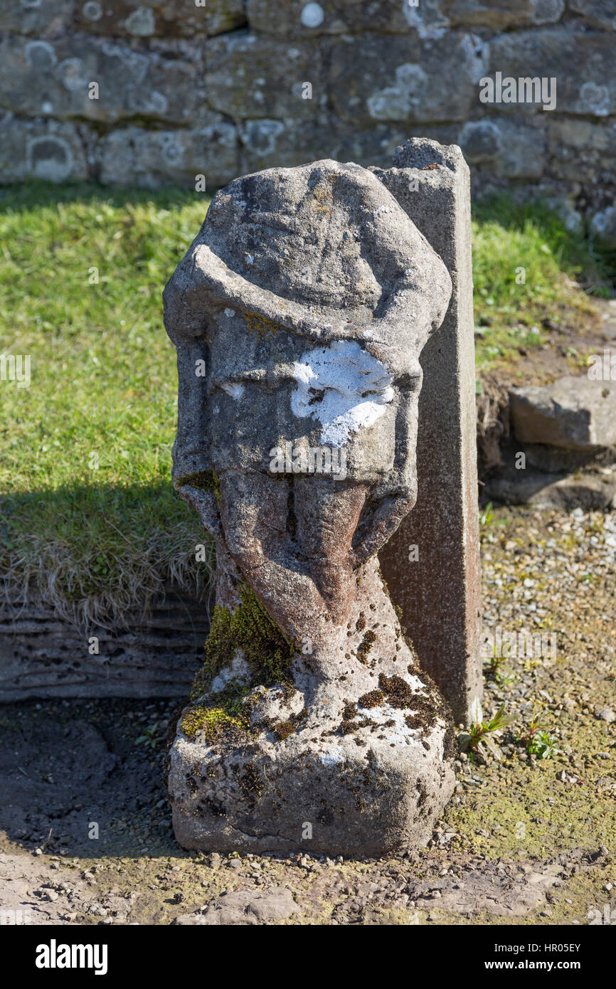 Hadrian's Wall: the remains of a statue at the Mithraeum near ...