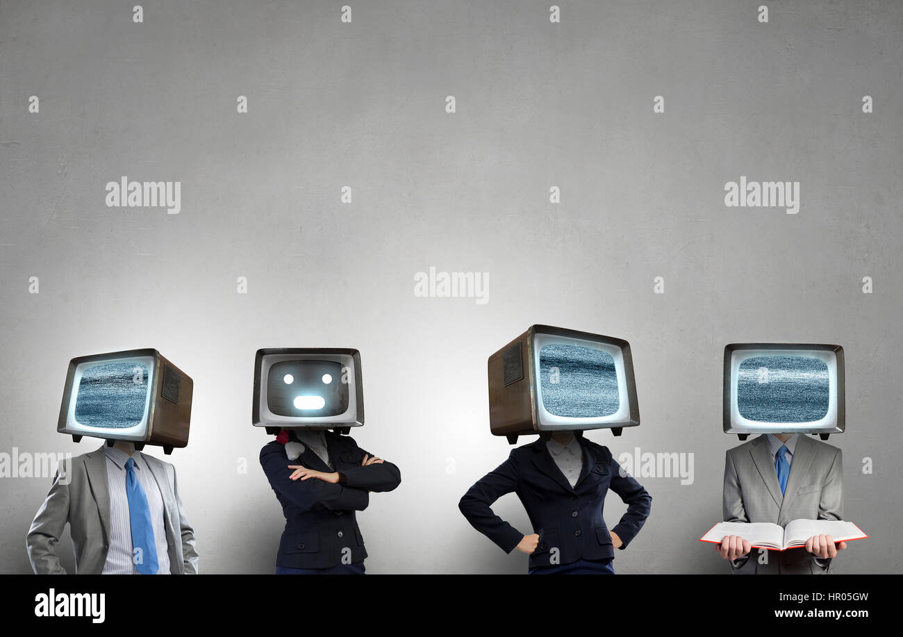 Problem of television addiction . Mixed media Stock Photo - Alamy