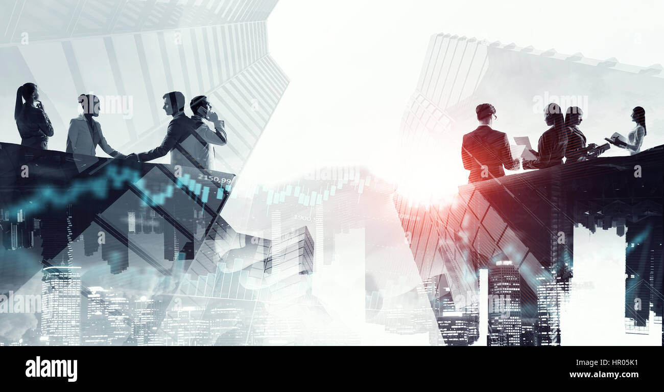 Merging with big business . Mixed media Stock Photo - Alamy