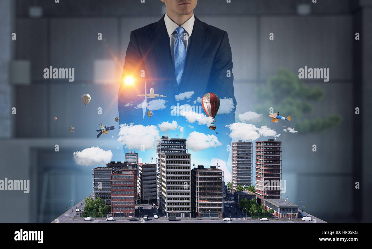 His new development project . Mixed media Stock Photo - Alamy