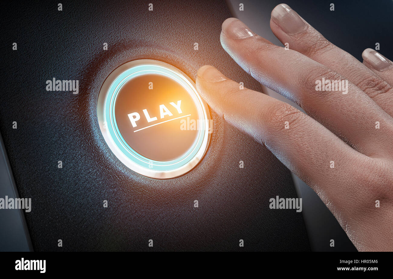 Just push the button . Mixed media Stock Photo - Alamy