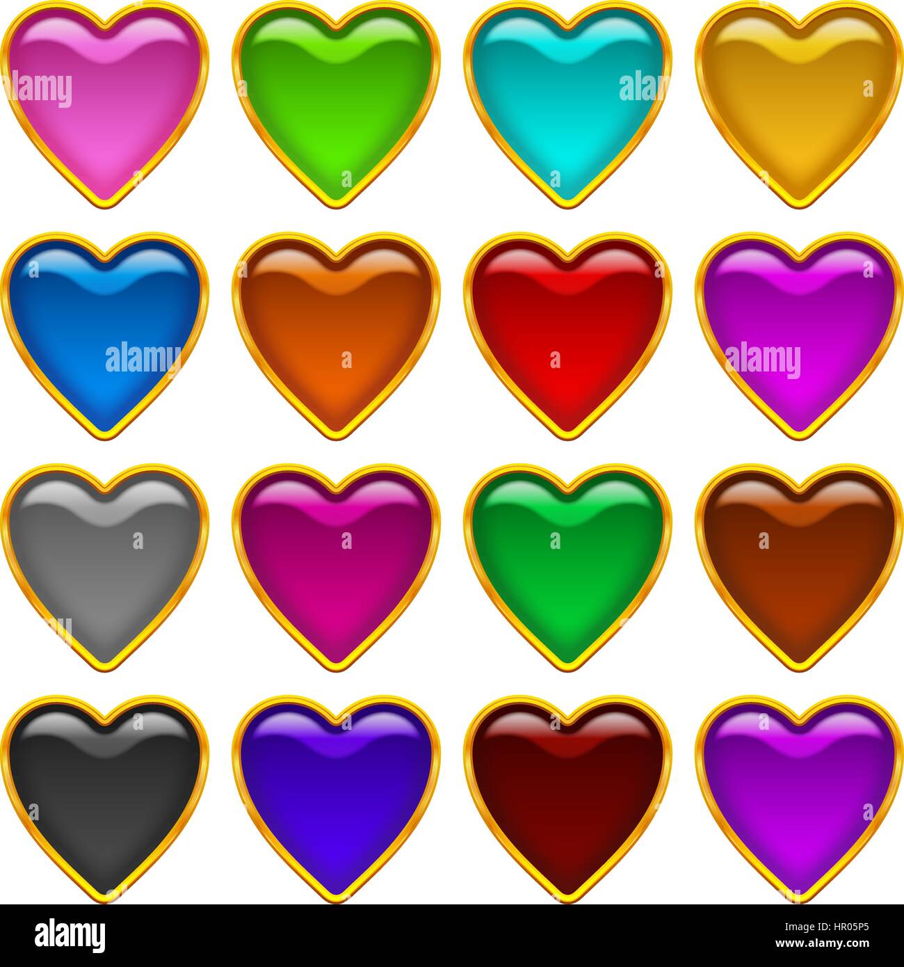 Colorful icons hearts, set Stock Vector Image & Art - Alamy