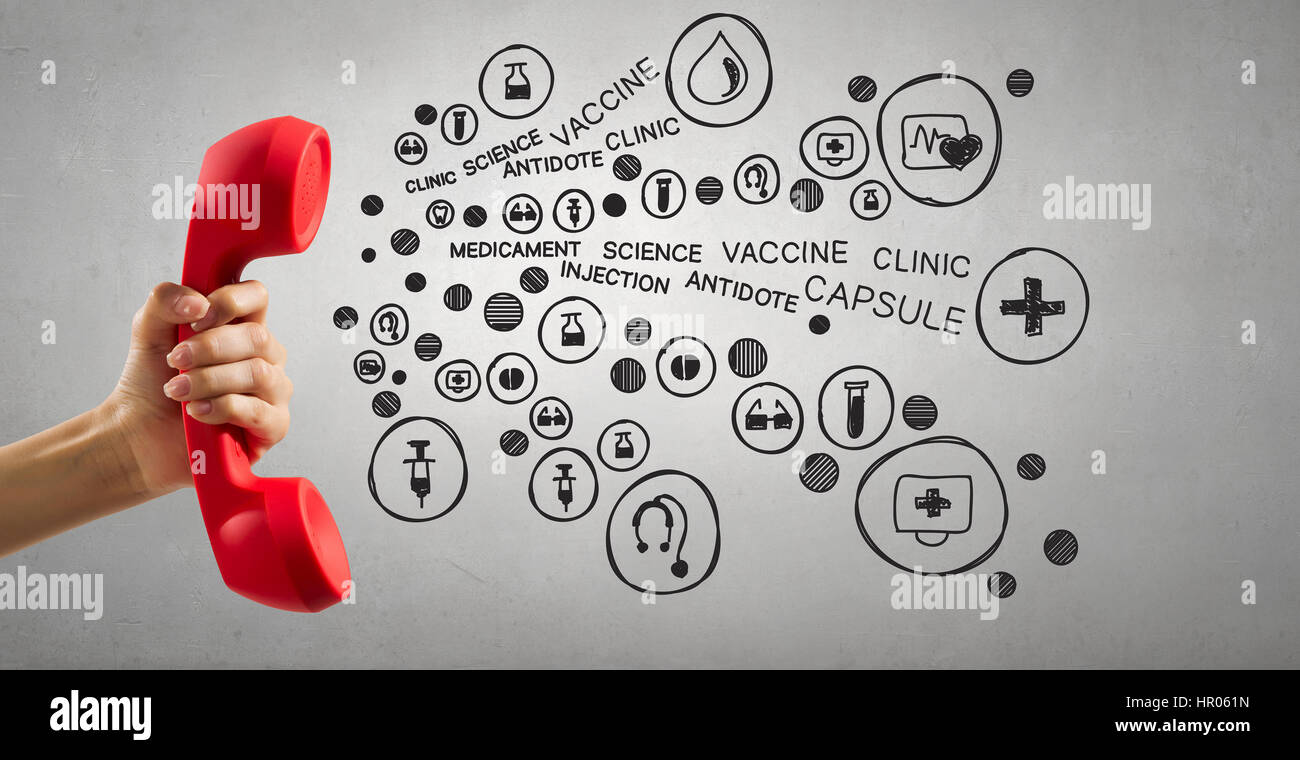 Hand red telephone receiver hi-res stock photography and images - Alamy