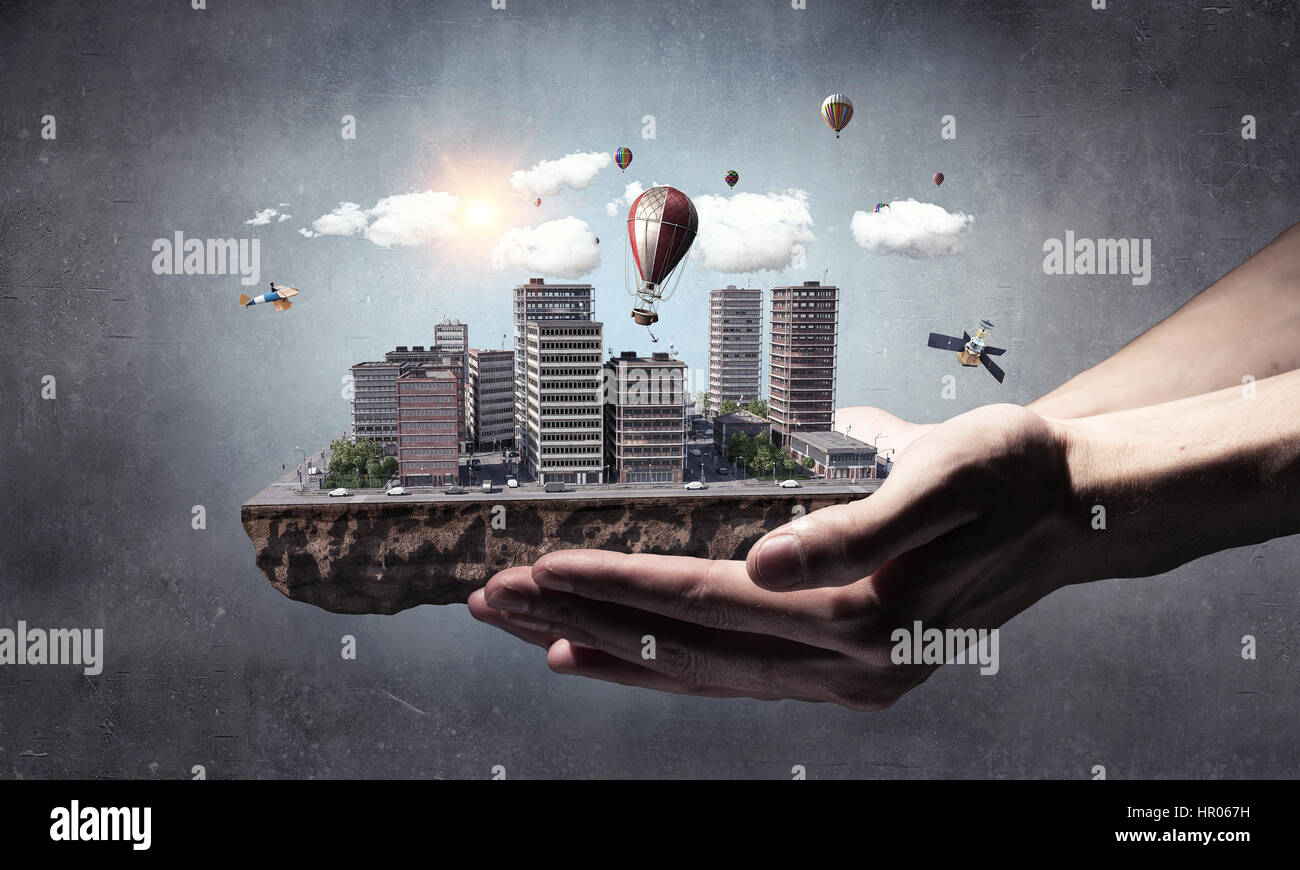 Mini city design . Mixed media Stock Photo - Alamy