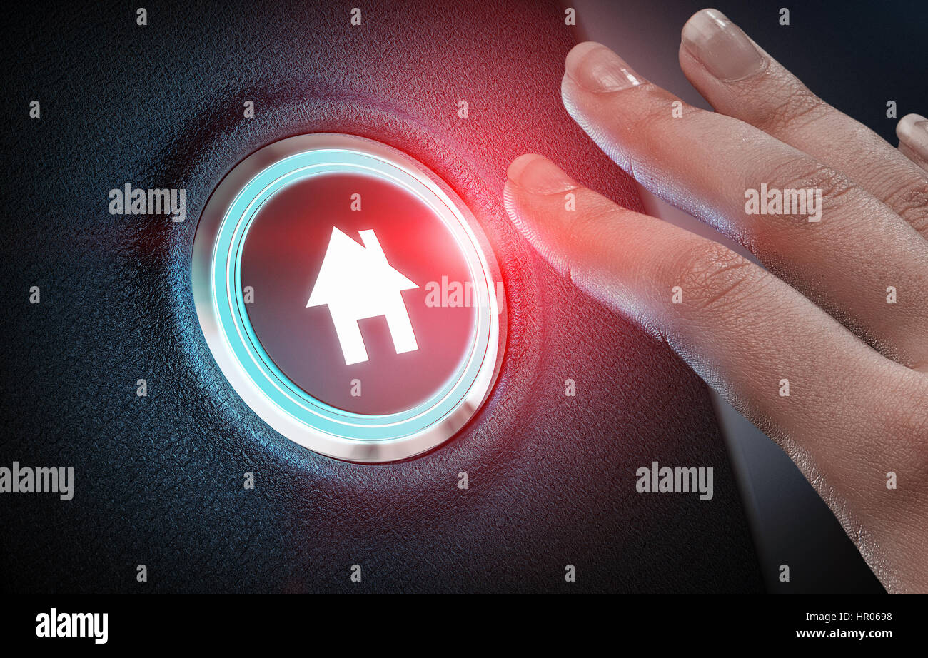 Just push the button . Mixed media Stock Photo - Alamy