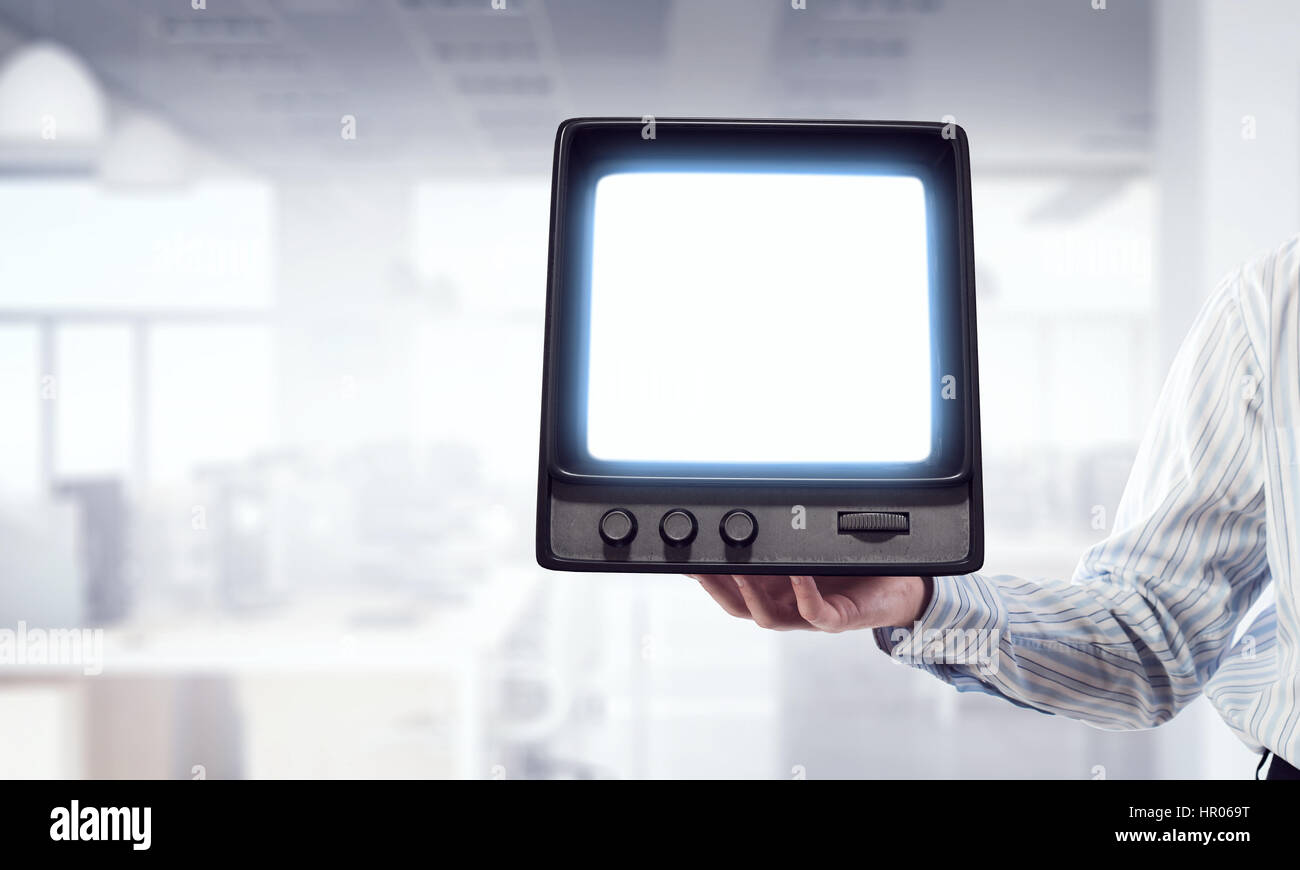 Problem of television addiction . Mixed media Stock Photo - Alamy